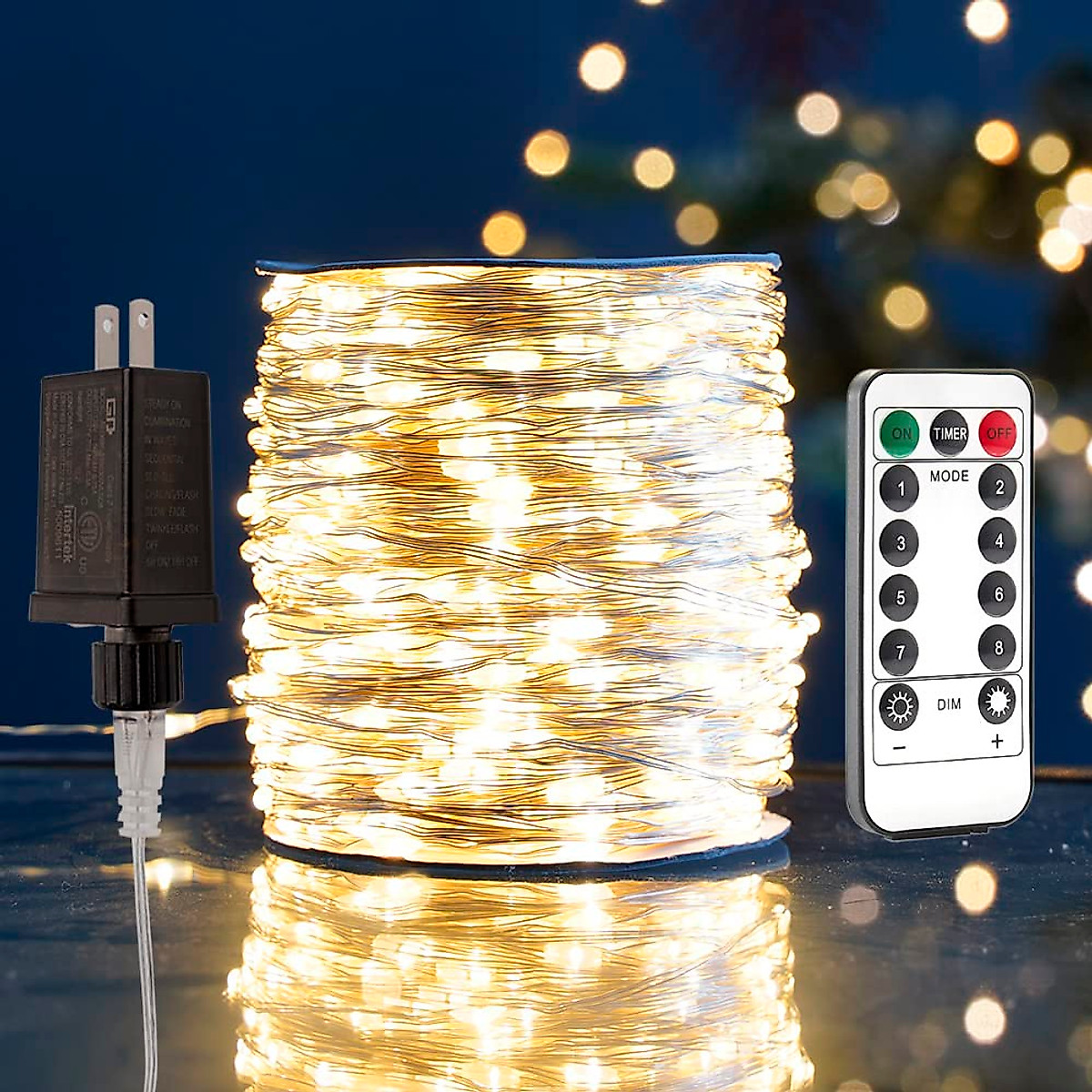 ZELUXDOT 600 LEDs String Lights Fairy String Lights 200FT Long Outdoor Waterproof Copper String Lights with Remote 8 Modes for Bedroom, Patio, Gardens, Wedding Decoration, Party, Christmas Tree