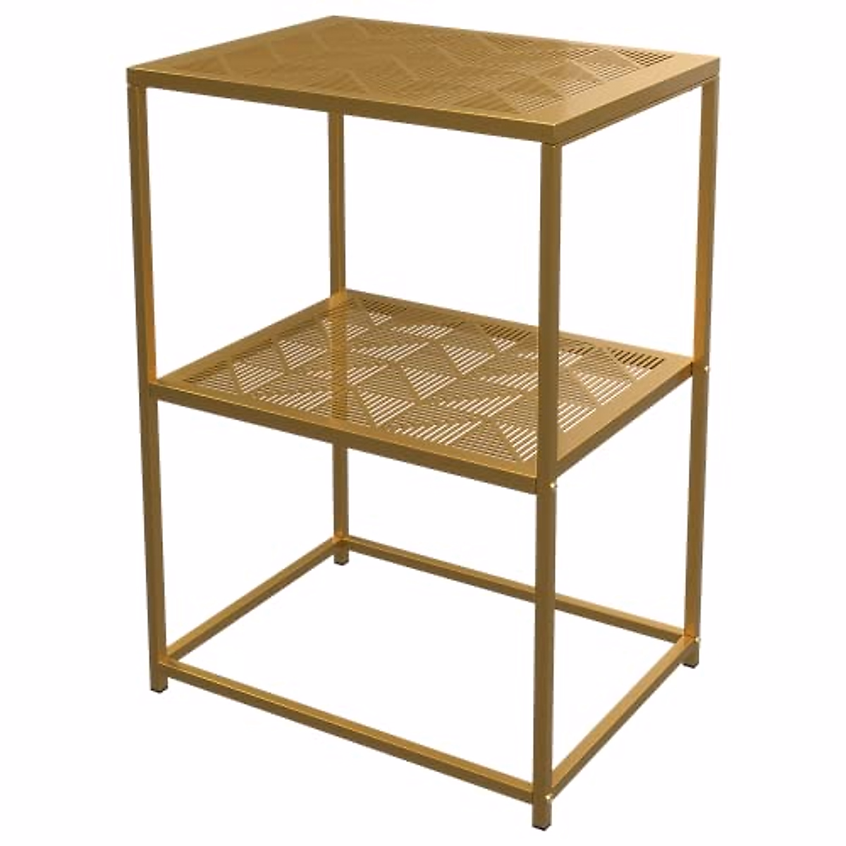 Yusong Narrow End Table, Small Gold Side Table for Small Spaces, Standing Metal Shelf, Night Stand Bedside Table for Bedroom, Sofa Couch Tables for Living Room, Gold