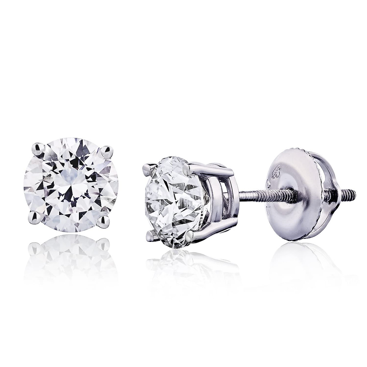 The Diamond Channel 0.50-6 CARAT Lab Diamond Stud Earrings for Women 14 Karat Gold Round Earrings 4 Prong Setting with Screw Back and Posts Studs (F-G Color, VS1-VS2 Clarity) (1.00 cttw, white-gold)