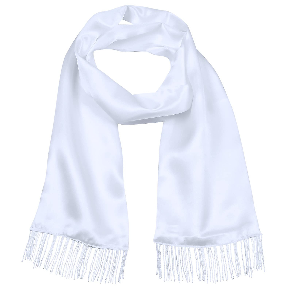 Geyoga White Scarf Men 1920's Scarf with Tassels Halloween Costume White Scarf Long Shawl Men Fancy Dress 1920s Accessories for Men Women Outfit 1920's Gangster Cosplay Party Decoration Supplies