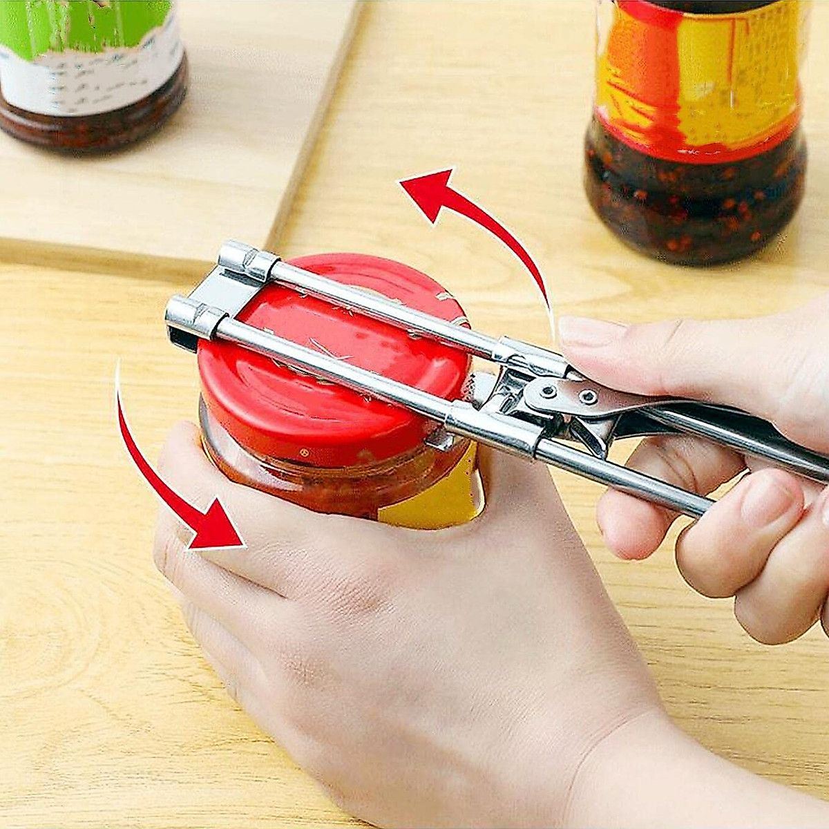 2023 New Jar Opener for Weak Hands, Adjustable Stainless Steel Can Opener, Jar Gripper Tight Lid Opener, Kitchen Gadgets, Easy Jar Opener for the Elderly and Children (A1-1PCS-Standard Model)