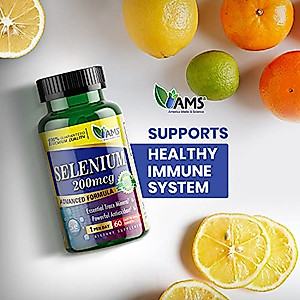 America Medic & Science Selenium 200 mcg (1 Pack of 60 Tablets) Pure Dietary Supplement for Men and Women, Essential Trace Mineral and Powerful Antioxidant Best for Immune Support and Thyroid Health