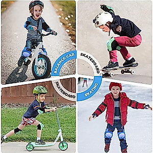 BOSONER Kids/Youth Knee Pads Elbow Pads Wrist Guards Set for 3-15 Years, Child Protective Gear Set for Roller Skates, Cycling, BMX Bike, Skateboard, Inline Skating, Scooter Riding Sports