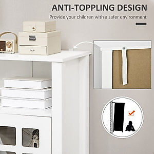 HOMCOM Buffet Cabinet, Kitchen Storage Cabinet, Sideboard with Double Glass Doors for Living Room, White