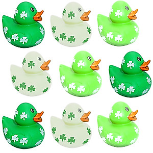 4E's Novelty 24 Pack St Patricks Day Rubber Ducks - 2 inch Shmrock Rubber Duckies Bulk - Saint Pattys Day Irish Gifts for Adults Kids Party Favors Accessories, Jeep Ducking