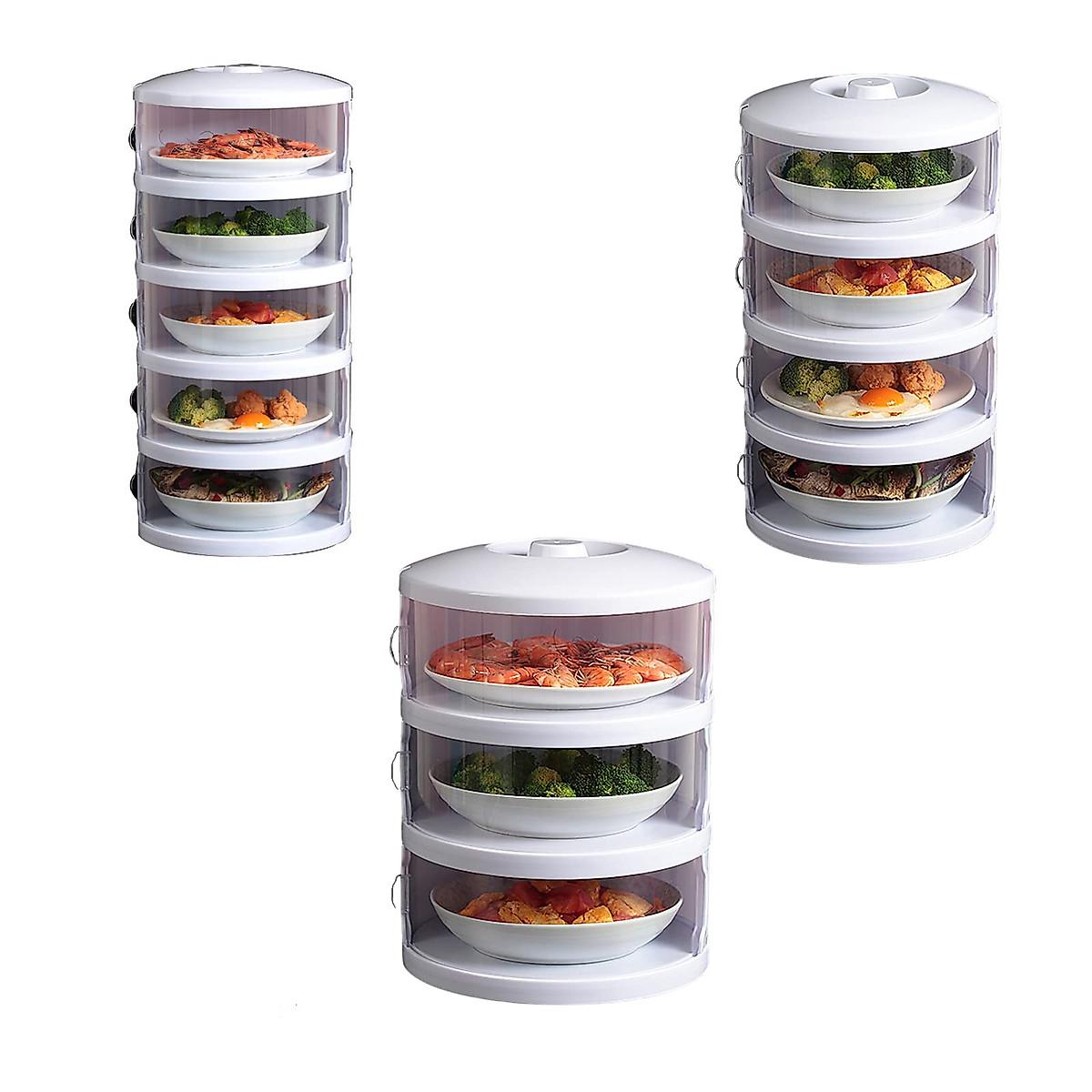 Kitchen Multi-layer Transparent Stackable Cover Insulation Dustproof Anti-Fly Meal Cover Tent Household Collection Protection Box Boxing Multilayer Insulated Vegetable Cover Stackable Box