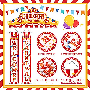 Blulu 3 Pcs Carnival Circus Porch Banner Decorations Circus Party Awning Hanging Banner Carnival Welcome Door Banner Set Carnival Circus Party Supplies for Circus Theme Birthday Decor
