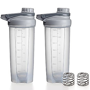 Lyeasw 24 OZ Shaker Bottle for Protein Mixes, BPA Free Leakproof Portable Clear Shaker Cups for Workout, 2 Pack
