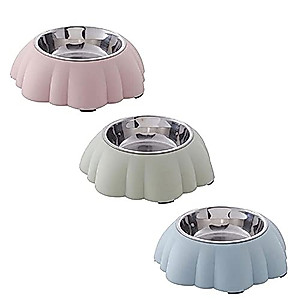 AHEGAS Dog Food Bowl Pet Supplies Dog Cat Food Bowl Stainless Steel Non-Slip Cat Water Drinking and Feeding Tools Supplies ( Color : Blue )