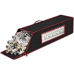 ZOBER Premium Rectangular Prism Gift wrap Storage Christmas Wrapping Paper Storage Bag- Fits 14-20 Standard Rolls Upto 40"- Slim Design for Underbed Wrapping Paper Storage Container or Closet Storage