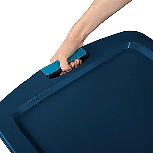 Sterilite True Blue 72 Qt./18 Gal. Latching Storage Bin with Clear Base