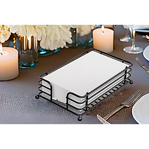 Guest Towel Holder, Napkin Holder for Bathroom, Modern Iron Paper Towel Holder Tray, Flat Disposable Hand Towel Holder, Napkin Dispenser, Napkin Holder for Table/Bathroom/Hotel/Dinner/Kitchen, Black