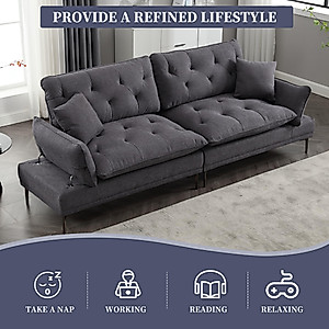 MOONMISS Loveseat Sofa, Modern Couch with Removable Pillows, Deep Seat w/Soft Cushions, Accent Upholstered Sleeper Sofa Couch for Home, Apartment, Office,Dark Grey