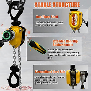 KITUYOTO Mini Chain Hoist 1/2 Ton(1100lbs)-Manual Lever Chain Hoist 5Ft Lift with Safety Hooks|Miniature Come Along Winch Heavy Duty Puller Workshop|Portable Ratchet G80 Chain Fall Hoist for Garages