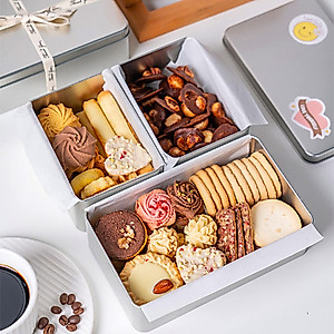 Empty Metal Tins Box with Lid,6 Pack Stainless steel Tins Cans Storage Container for Treats, Gifts, Candle, Favors and Crafts, Silver (6.3 x 4.3 x 1.4 Inches)