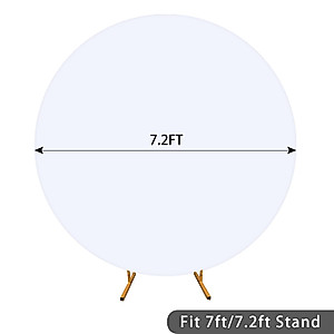 7.2ft White Round Backdrop Cover Suitable for 7ft/7.2ft Circle Stand,Pure White Spandex Wrinkle Free Birthday Party Wedding Photography Circle Backdrop Cover Arch Background