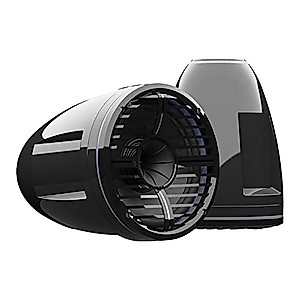 Wet Sounds REV 10 HD 10" Horn Loaded Compression Driver Tower Speakers with XW Grills & Stainless Swivel Clamps, 300 Watts RMS, Black, Pair