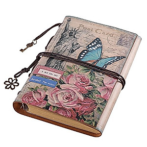 Leather Journal Notebook, MALEDEN Vintage Travel Journal for Women Refillable Sketchbook Diary Planner with Unlined Pages and Zipper Pocket