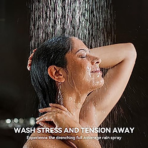 Auterfar Shower Head High Pressure | 8" Large Rain Shower Head | Luxury Shower Experience | Chrome Plated Finish and Adjustable Angles | 126 Anti-Clogging Silicone Nozzles Fixed Showerhead