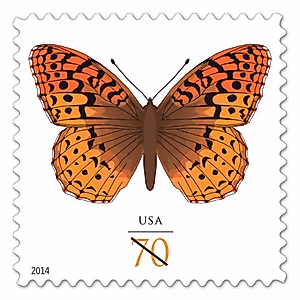 Great Spangled Fritillary Butterfly Sheet of 20 x 70 Cent Stamps, USA 2014, Scott 4859
