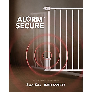 Ciays 29.5” to 57.1” Baby Gate for Stairs Doorways and House, 30” Height Extra Wide Auto-Close Safety Dog Gate for Pets with Secure Alarm, Pressure Mounted, White