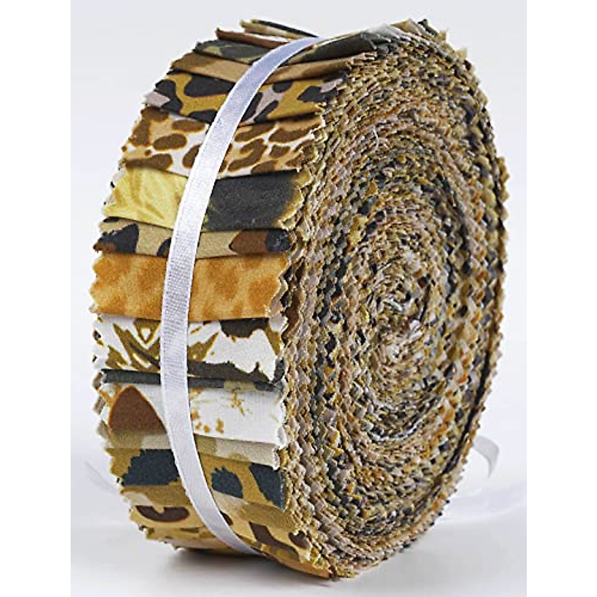 Soimoi 40Pcs Floral Artistic Print Precut Fabrics Strips Roll Up 1.5x42inches Cotton Jelly Rolls for Quilting - Light Brown