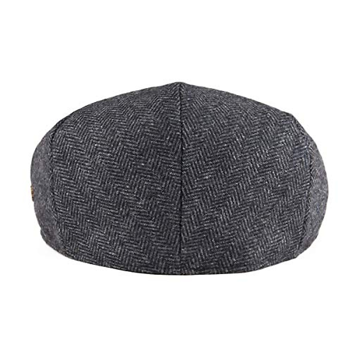 VOBOOM Men's Herringbone Flat Ivy Newsboy Hat Wool Blend Gatsby Cabbie Cap (Dark Grey, 7 5/8)