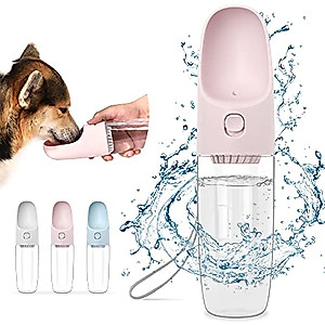Dog Water Bottle with Filter, Portable Dog Water Bottle, CATNESS Dog Water Bottle Dispenser 2023 Upgraded DOGNESS Dog Gifts 14OZ for Walking Pet Drinking Feeder Small Dogs Puppy Outdoor Hiking, Pink