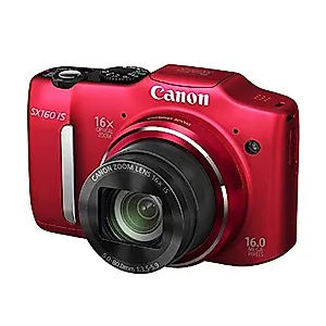 Canon PowerShot SX160 is 16.0 MP Digital Camera with 16x Wide-Angle Optical Image Stabilized Zoom with 3.0-Inch LCD (Red)