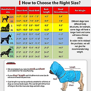 LeerKing Dog Raincoat Hooded Leash Hole 10 Sizes, Waterproof Double Layer Dog rain Coat Jacket with Cotton Lining for Small Medium and Large Dog,Grey,L