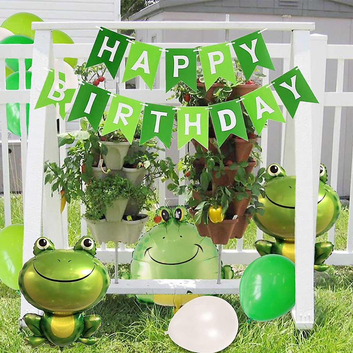 LaVenty Frog Birthday Decoration Frog Balloon Frog Birthday Party Supplies Reptile Birthday Party Decorations Frog Princess Party Decoration Garden Birthday Decoration