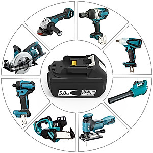 Rocivic Replace for Makita 18V Lithium-Ion 6.0Ah Battery 2 Packs, Compatible with Makita BL1820B BL1830B BL1840B BL1850B BL1860B Cordless Power Tools, with LED Indicator