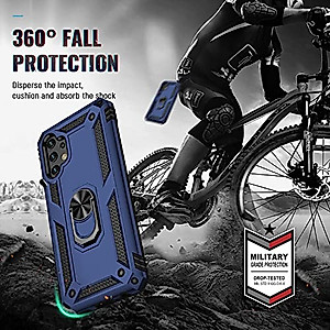 for Samsung Galaxy A13 4G Case with Screen Protector,Kickstand Heavy Duty Protection Dual Layer Shockproof Military Drop Proof Protective Cover Phone Case for Samsung A13 4G (Blue)