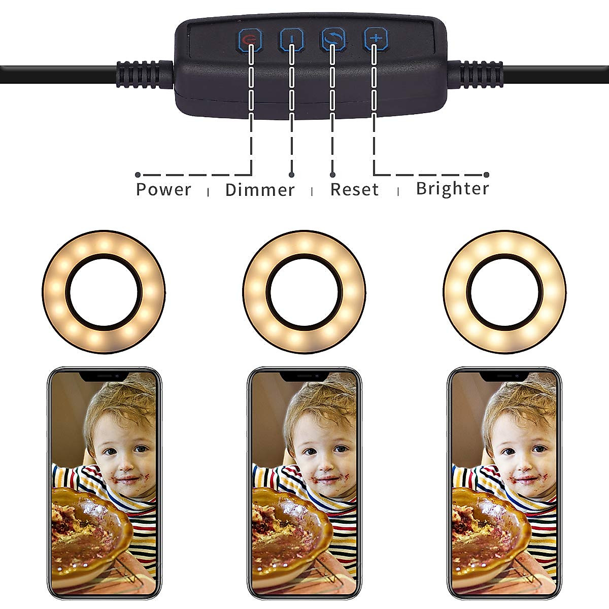 Tranesca Selfie Ring Light with Cell Phone Holder Stand for Live Stream/Makeup, LED Camera Lighting [3-Light Mode] with Flexible Arms Compatible with Cell Phones and Camera (Black)