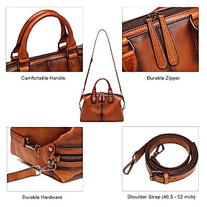 Women Genuine Leather Handbags vintage purses Top Handle Satchel and tote Crossbody Shoulder bags (Vintage Brown)