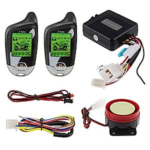 EASYGUARD EM211 2 Way Motorcycle Alarm System with Remote Start Starter Shock Sensor tilt Motion Sensor DC12V LCD Display