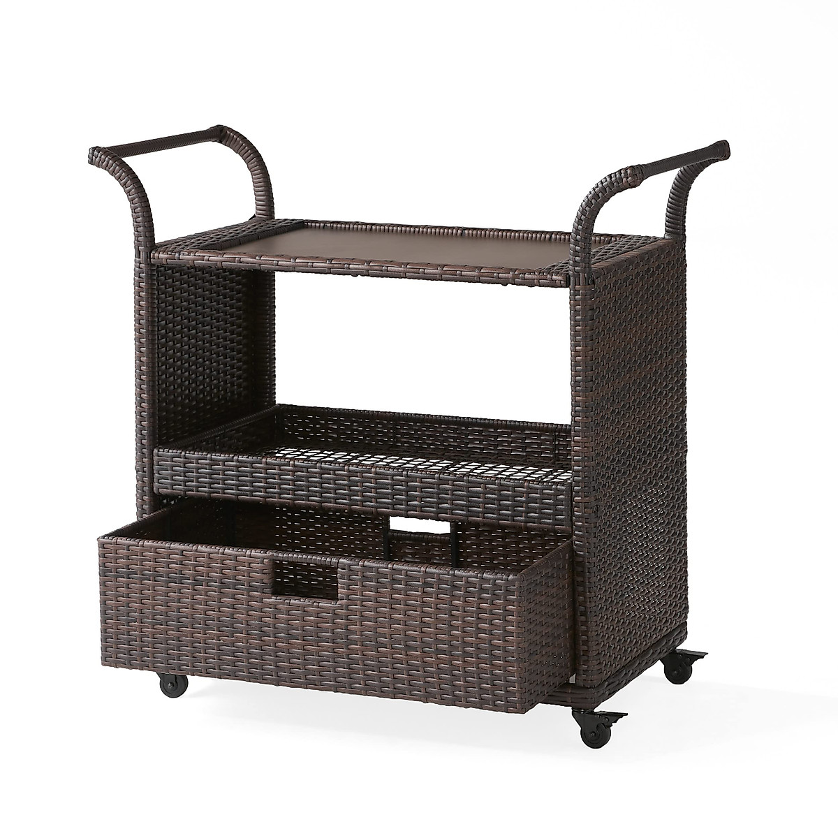 Christopher Knight Home Azriel Indoor Wicker Bar Cart, Multibrown