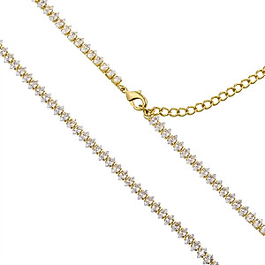 Cowlyn Tennis Choker Necklace Crystal Cubic Zirconia CZ Chain Dainty Gold Silver Plated Diamond for Women Charm Jewelry