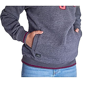 Kimes Ranch Women's Two Scoops Logo Casual Pullover Cowl-Neck Draw-String Long Sleeve Fleece Hoody, Charcoal, Large