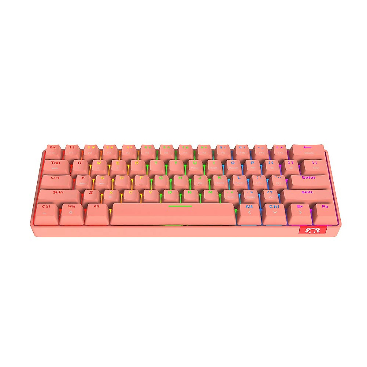 EPOMAKER Ajazz STK61 61 Keys Bluetooth 5.0 Wired/Wireless Mechanical Keyboard with 12 Backlits, Type C Cable, Compatible with Win/Android/MacOS/iOS for Game/Office (Mechanical Red Switch, Pink)