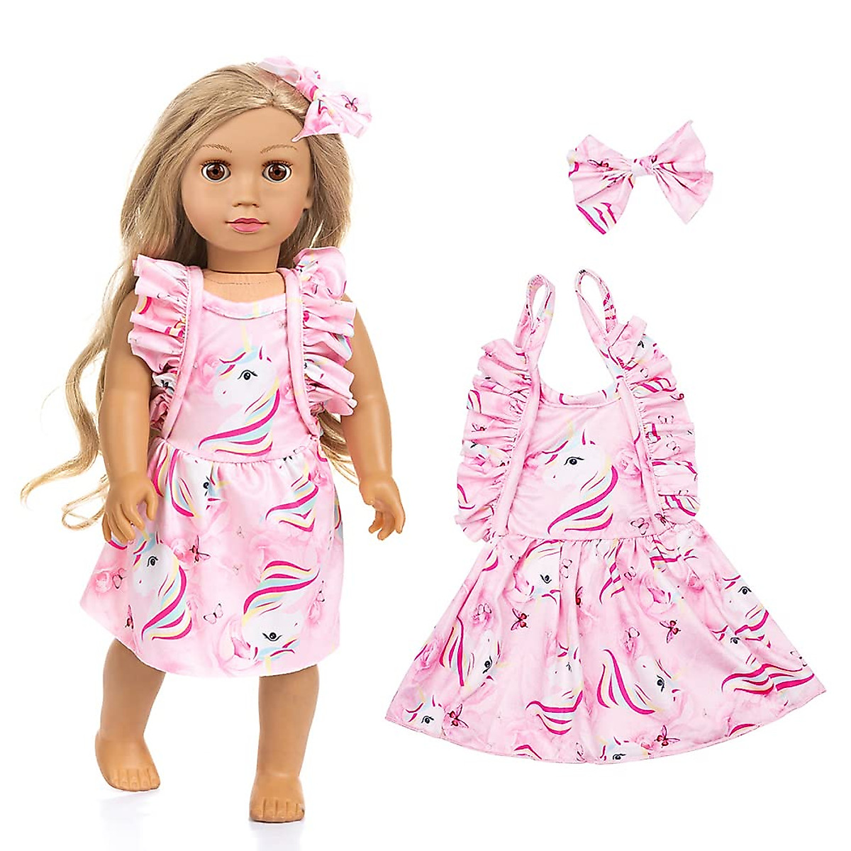 ZQDOLL American 18 inch Doll Clothes and Accessories,7 Outfits , Fits 18 inch Dolls, Birthday Gifts