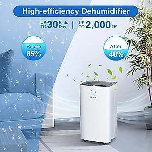 SEAVON 2,000 Sq. Ft Dehumidifiers with Pump for Home and Basements, with 2L Water Tank, Ideal for Bedroom, Bathroom, Intelligent Humidity Control, Continuous Drainage for Living Room/Closet