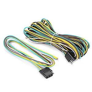Donepart Trailer Wiring Harness Kit, 4 Pin 4 Flat 25ft Trailer Wiring, Wishbone Style, 18AWG Color Coded Hitch Wiring Harness Connector Parts Fit for Utility Trailer Boat UTV Lights