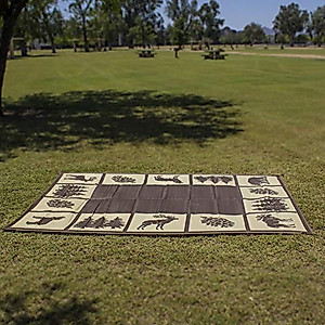 Stylish Camping 226097 6-feet by 9-feet Reversible Mat, Plastic Straw Rug, Large Floor Mat for Outdoors, RV, Patio, Backyard, Picnic, Beach, Camping - Hunter Mat (Brown/Beige)