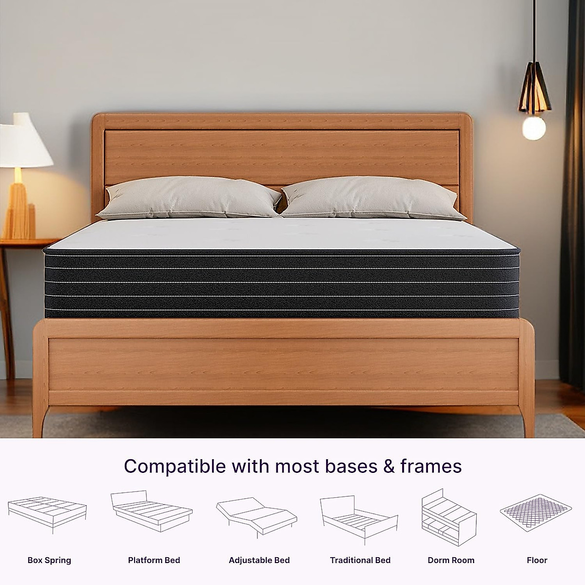 Queen Mattress, 8 Inch Hybrid Mattress in a Box, Gel Memory Foam with Individual Pocket Springs for a Peaceful Sleep, Pressure Relief Queen Size Mattress, Medium Firm Mattress (8 Inch, Queen)