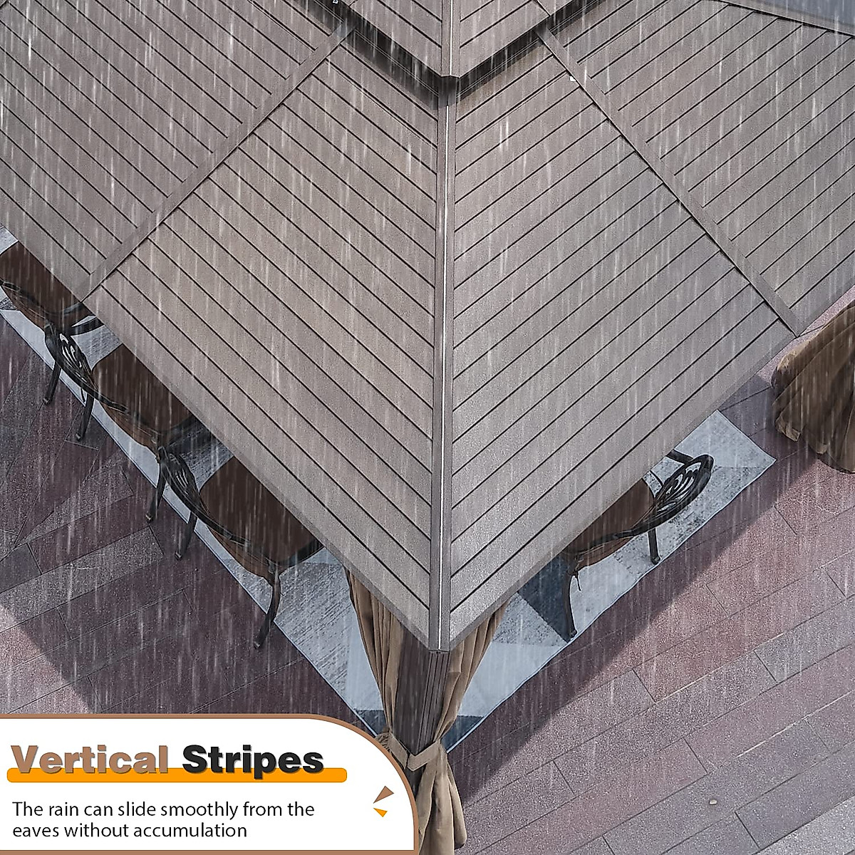 EROMMY 12' x 12' Gazebo, Outdoor Galvanized Steel Roof Hardtop Canopy with Aluminum Frame, Permanent Metal Pavilion with Netting and Curtains, for Patio Backyard Deck and Lawns