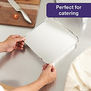 MATANA 9x9 Aluminum Pans with Lids (25 Pack) Disposable Aluminum Tays - 9" Inch Square Foil Cake Baking Pans & Food Containers with Lids