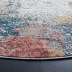 SAFAVIEH Invista Collection 6'7" Round Ivory/Multi INV593A Modern Abstract Entryway Foyer Living Room Bedroom Kitchen Area Rug