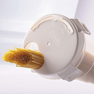 Airtight Cylinder Pasta Container with Serving Portion Lid | Locking Lid with 1-2 Serving Portions Options | BPA-Free Plastic Noodle Container | Kitchen Pantry Organization and Storage