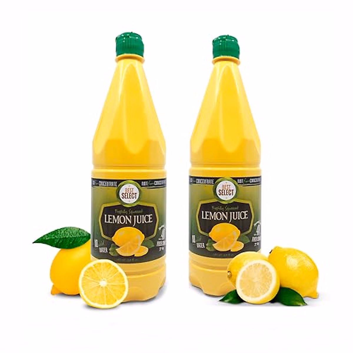 2 Pack 100% Lemon Juice Freshly Squeezed NO Added Water 33.8oz Not From Concentrate - Appx 40 Freshly Squeezed Lemons in Each Bottle - Kosher Food - Best Select